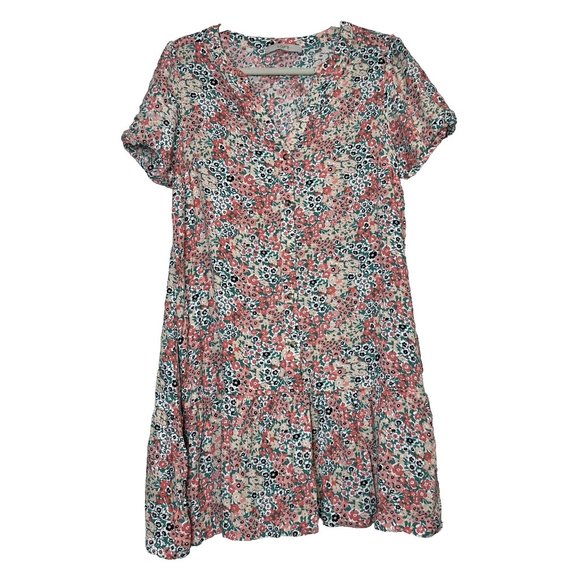 LOFT | Dresses | Loft Dress Women Medium Tall Floral Button Pleated ...